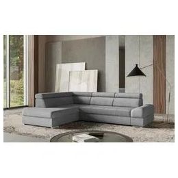 Sit & More Ecksofa SIT & MORE "Broadway L-Form" Sofas Gr. B/H/T: 270cm x 79cm x 213cm, Luxus-Microfaser Euphoria, Ottomane links, ohne Bettfunktion, grau mit verstellbaren Kopfteilen, wahlweise Bettfunktion