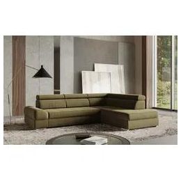 Sit & More Ecksofa SIT & MORE "Broadway L-Form" Sofas Gr. B/H/T: 270cm x 79cm x 213cm, Samtoptik, Ottomane rechts, mit Bettfunktion, grün (olive) mit verstellbaren Kopfteilen, wahlweise Bettfunktion