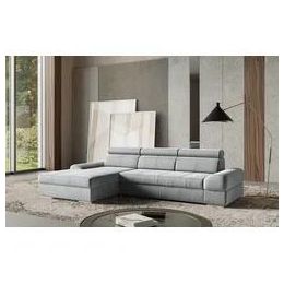 Sit & More Ecksofa SIT & MORE "Broadway L-Form" Sofas Gr. B/H/T: 284cm x 79cm x 171cm, Samtoptik, Recamiere links, ohne Bettfunktion, grau (hellgrau) inklusive Kopfteilverstellung, wahlweise mit Bettfunktion