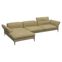 Ecksofa FLEXLUX "Salino, Funktionssofa mit Recamiere, Relaxsofa, Ecksofa" Sofas Gr. B/H/T: 340cm x 88cm x 182cm, Boucle, Chaiselongue links, gelb (mustard gelb) Sofa mit Arm- und Kopfteil-Verstellungen, Kaltschaum & Stahl-Wellen