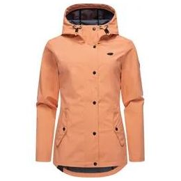 Mendler Softshelljacke RAGWEAR "Margge Shell", Damen, Gr. XS (34), orange (pfirsich), Obermaterial: 100% Polyester; Innenfutter: 100% Polyester, sportlich, tailliert hüftbedeckend, hoch geschlossener Ausschnitt, Jacken, wasserdichte Damen Übergangsjacke mit großer Kapuze