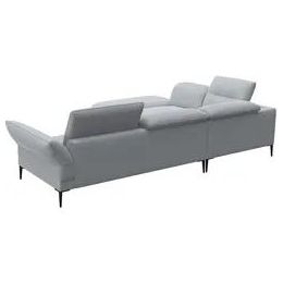 Ecksofa FLEXLUX "Salino, Funktionssofa mit Ottomane, Relaxsofa, Ecksofa" Sofas Gr. B/H/T: 287cm x 88cm x 239cm, Struktur, lange Ottomane links, grau (stone grey) Sofa mit Arm- und Kopfteil-Verstellungen, Kaltschaum & Stahl-Wellen