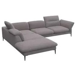 Ecksofa FLEXLUX "Salino, Funktionssofa mit Ottomane, Relaxsofa, Ecksofa" Sofas Gr. B/H/T: 287cm x 88cm x 239cm, Chenille-Struktur, lange Ottomane links, braun (latte) Sofa mit Arm- und Kopfteil-Verstellungen, Kaltschaum & Stahl-Wellen