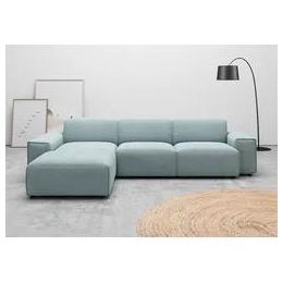 Ecksofa Andas "Glimminge auch in Breitcord, Feincord, Bouclé + Easy care-Bezug" Sofas Gr. B/H: 294cm x 71cm, Cord, Recamiere links, blau (bleu) L-Form, Breite 294, Zierkissen