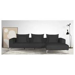 Guido Maria Kretschmer Home & Living Ecksofa GUIDO MARIA KRETSCHMER HOME & LIVING "JANTE L-Form" Sofas Gr. B/H/T: 332cm x 85cm x 175cm, Bouclé, Recamiere rechts, grau (anthrazit) wahlweise Recamiere links oder rechts, mit Chromfüßen