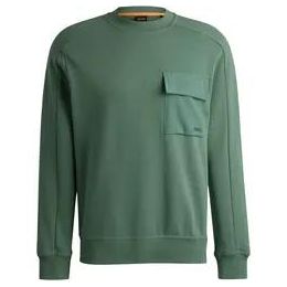 Sweatshirt BOSS ORANGE "We_PocketCargo" Gr. XXXL, grün (open green341) Herren Sweatshirts mit Raglanärmeln