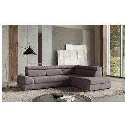 Sit & More Ecksofa SIT & MORE "Broadway L-Form" Sofas Gr. B/H/T: 270cm x 79cm x 213cm, Struktur weich, Ottomane rechts, ohne Bettfunktion, grau (taupe) mit verstellbaren Kopfteilen, wahlweise Bettfunktion