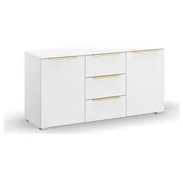 Kommode Rauch "Skat Glamour" Sideboards Gr. B/H/T: 120cm x 61cm x 42cm, 3 St., weiß (alpinweiß) mit goldenen Griffen