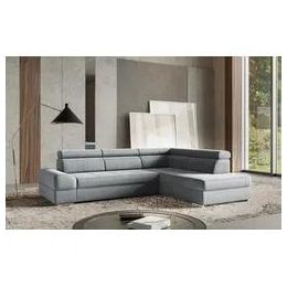 Sit & More Ecksofa SIT & MORE "Broadway L-Form" Sofas Gr. B/H/T: 270cm x 79cm x 213cm, Samtoptik, Ottomane rechts, mit Bettfunktion, grau (hellgrau) mit verstellbaren Kopfteilen, wahlweise Bettfunktion