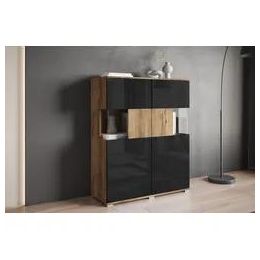 Highboard Inosign "Kenia" Sideboards Gr. B/H/T: 100cm x 120cm x 39,5cm, braun (kastanien breslau/ schwarz hgl) Modernes Highboard mit Glastüren, Breite 100 cm