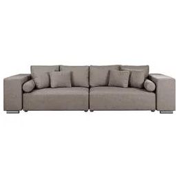 Big-Sofa Inosign "Aliya" Sofas Gr. B/H/T: 290cm x 80cm x 110cm, Struktur fein, braun (mittelbraun) incl. Bettfunktion und Bettkasten, Breite 290 cm,incl. Zierkissen