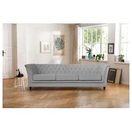 3-Sitzer Home Affaire "Derby" Sofas Gr. B/H/T: 237cm x 75cm x 82cm, Struktur fein, grau mit aufwändiger Knopfheftung und Ziernieten