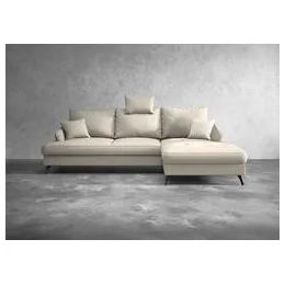 Ecksofa Inosign "Berleta" Sofas Gr. B/H/T: 293cm x 110cm x 183cm, Microfaser, Recamiere rechts, beige Mit verstellbarer Kopfstütze