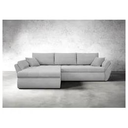 Ecksofa Inosign "Iolani" Sofas Gr. B/H/T: 262 cm x 85 cm x 183 cm, Struktur, Recamiere links, grau (hellgrau) mit Bettfunktion und Bettkasten