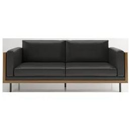 3-Sitzer Playboy "Shelby" Sofas Gr. B/H/T: 207cm x 83,5cm x 83cm, Polyester, schwarz Sitzschale aus Massivholz