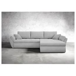 Ecksofa Inosign "Iolani" Sofas Gr. B/H/T: 262 cm x 85 cm x 183 cm, Struktur, Recamiere rechts, grau (hellgrau) mit Bettfunktion und Bettkasten