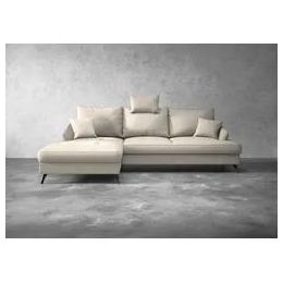 Ecksofa Inosign "Berleta" Sofas Gr. B/H/T: 293cm x 110cm x 183cm, Microfaser, Recamiere links, beige Mit verstellbarer Kopfstütze