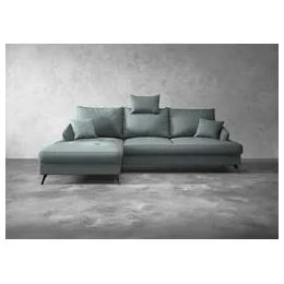 Ecksofa Inosign "Berleta" Sofas Gr. B/H/T: 293cm x 110cm x 183cm, Microfaser, Recamiere links, grau Mit verstellbarer Kopfstütze