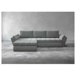 Ecksofa Inosign "Iolani" Sofas Gr. B/H/T: 262cm x 85cm x 183cm, Struktur, Recamiere links, grau (dunkelgrau) mit Bettfunktion und Bettkasten