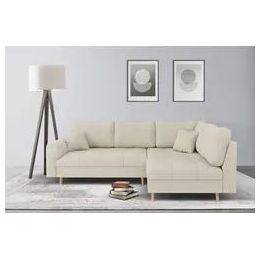 Ecksofa Home Affaire "CHARRE incl. 3 Zierkissen" Sofas Gr. B/H/T: 231cm x 81cm x 161cm, Cord, Ottomane rechts, beige L-Form, feine Steppung, lose Rückenkissen, auch in Cord und Bouclé