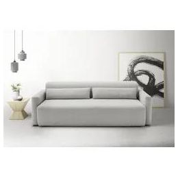 Schlafsofa Inosign "Donka Dauerschläfer-geeignet, belastbar bis 270 kg, incl. Bettlkasten" Sofas Gr. B/T: 232 cm x 108 cm, Flachgewebe, mit Armlehnen, weiß (silver) mit Armlehnen, Breite 232 cm, auch in Cord, Tonnentaschen-Federkern