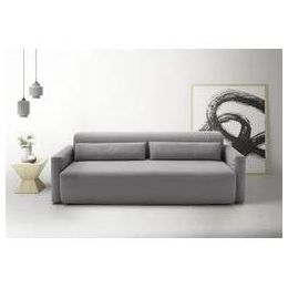 Schlafsofa Inosign "Donka Dauerschläfer-geeignet, belastbar bis 270 kg, incl. Bettlkasten" Sofas Gr. B/T: 232 cm x 108 cm, Flachgewebe, mit Armlehnen, grau (stone) mit Armlehnen, Breite 232 cm, auch in Cord, Tonnentaschen-Federkern