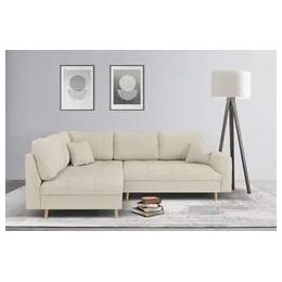 Ecksofa Home Affaire "CHARRE incl. 3 Zierkissen" Sofas Gr. B/H/T: 231cm x 81cm x 161cm, Cord, Ottomane links, beige L-Form, feine Steppung, lose Rückenkissen, auch in Cord und Bouclé