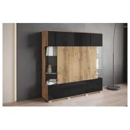 Highboard Inosign "Kenia" Sideboards Gr. B/H/T: 135cm x 134cm x 39,5cm, braun (kastanien breslau/ schwarz hgl) Modernes Highboard, mit Glastüren, Breite 135 cm