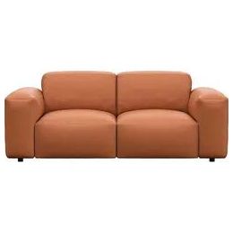 2-Sitzer FLEXLUX "Lucera Sofa, super bequem durch hochwertigen Sitzaufbau mit Kaltschaum", braun (modern cognac braun), B:187cm H:73cm T:102cm, 100% Echteder, Sofas, Designsofa, modern & anschmiegsam