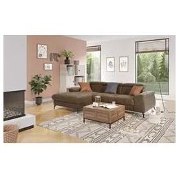 Ecksofa COTTA "Kitty L-Form" Sofas Gr. B/H/T: 244cm x 72cm x 166cm, Cord, Recamiere links, Ohne Bettfunktion-ohne Bettkasten, braun (espresso) Modern, L-Form, Bodenfreiheit 12,5 cm