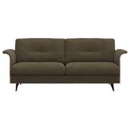 2,5-Sitzer FLEXLUX "Glow Sofa, Couch" Sofas Gr. B/H/T: 191cm x 81cm x 91cm, Lederoptik, Armlehnen in geölter Eiche, braun (camel braun) Premium-Sitz: Kaltschaum & Federkern, Arml. geölte Eiche, Fuß Alu