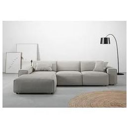 Ecksofa Andas "Glimminge auch in Breitcord, Feincord, Bouclé + Easy care-Bezug" Sofas Gr. B/H/T: 294cm x 71cm x 191cm, Easy care, Recamiere links, grau (hellgrau) L-Form, Breite 294, Zierkissen