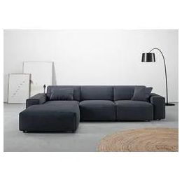 Ecksofa Andas "Glimminge auch in Breitcord, Feincord, Bouclé + Easy care-Bezug" Sofas Gr. B/H/T: 294cm x 71cm x 191cm, Easy care, Recamiere links, blau (dunkelblau) L-Form, Breite 294, Zierkissen