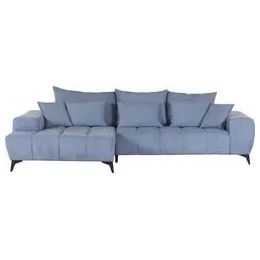 CARRYHOME Ecksofa GUTMANN FACTORY Sofas Gr. B/H/T: 300cm x 60cm x 205cm, Flachgewebe, Ottomane links, blau (jeansblau)