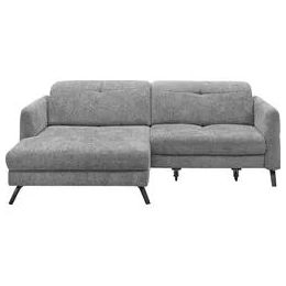 Ecksofa SET ONE BY Musterring "SO 4400 V" Sofas Gr. B/H/T: 259cm x 84cm x 167cm, Chenille JOY, Recamiere links, mit Armteilverstellung-mit Kopfteilverstellung-mit Sitting-Bett motorisch-Kaltschaum, grau (steel) wahlweise mit motorischer Bettfunktion & Kopfverstellung, Fuß schwarz