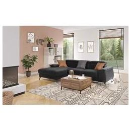 Ecksofa COTTA "Kitty L-Form" Sofas Gr. B/H/T: 244cm x 72cm x 166cm, Cord, Recamiere links, Ohne Bettfunktion-ohne Bettkasten, schwarz (charcoal) Modern, L-Form, Bodenfreiheit 12,5 cm