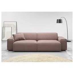 Big-Sofa Andas "Glimminge auch in Breitcord, Feincord + Easy care-Bezug" Sofas Gr. B/H/T: 254cm x 71cm x 101cm, Feincord, rosa (rosé) besondere Kedernähte Zierkissen