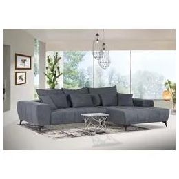 Ecksofa GUTMANN FACTORY Sofas Gr. B/H/T: 300cm x 60cm x 205cm, Flachgewebe, Ottomane rechts, grau (anthrazit)