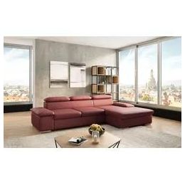 Sit & More Ecksofa SIT & MORE "Valantine L-Form" Sofas Gr. B/H/T: 286cm x 73cm x 174cm, NaturLEDER, Recamiere rechts, mit Bettfunktion, rot (merlot) inkl. Kopf- und Armteilverstellung, wahlweise mit Bettfunktion