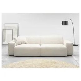 Big-Sofa Andas "Glimminge auch in Breitcord, Feincord + Easy care-Bezug" Sofas Gr. B/H/T: 254cm x 71cm x 101cm, Feincord, weiß besondere Kedernähte Zierkissen