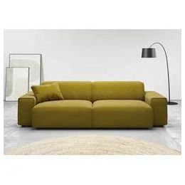 Big-Sofa Andas "Glimminge auch in Breitcord, Feincord + Easy care-Bezug" Sofas Gr. B/H/T: 254cm x 71cm x 101cm, Feincord, grün (pistazie) besondere Kedernähte Zierkissen