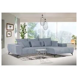 CARRYHOME Ecksofa GUTMANN FACTORY Sofas Gr. B/H/T: 300cm x 60cm x 205cm, Flachgewebe, Ottomane rechts, blau (jeansblau)