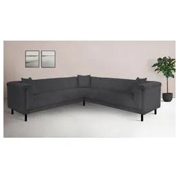 Ecksofa Inosign "AGNIA L-Form B/T/H: 244/244/71 cm" Sofas Gr. B/H/T: 244cm x 71,5cm x 244cm, Cord, gleichschenklig, grau (anthrazit) incl. Zierkissen, gleichschenklig, auch in Cord