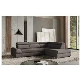 Sit & More Ecksofa SIT & MORE "Broadway L-Form", grau (fango), B:270cm H:79cm T:213cm, 100% Polyester, Sofas, mit verstellbaren Kopfteilen, wahlweise mit Bettfunktion