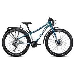 Trekkingrad GHOST "Lanao 24 Pro EQ" Fahrräder Gr. 30cm, 24 Zoll (60,96cm), grün (tannengrün-weiß) für Damen und Herren, Kettenschaltung