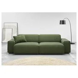 Big-Sofa Andas "Glimminge auch in Breitcord, Feincord + Easy care-Bezug" Sofas Gr. B/H/T: 254cm x 71cm x 101cm, Feincord, grün (oliv) besondere Kedernähte Zierkissen