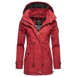 Outdoorjacke Marikoo "Nyokoo" Gr. S (36), rot (cherryrot) Damen Jacken modische Baumwoll Übergangsjacke mit großer Kapuze