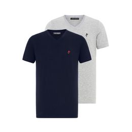Jacey Quinn 2 Pack T-shirt Herren Gr&ouml;&szlig;e XXXL marine / graumeliert / feuerrot