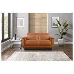 2-Sitzer Places of Style "Lund" Sofas Gr. B/H/T: 160cm x 97cm x 100cm, Echtleder-Kunstleder, elektrische Relaxfunktion auf linker Seite, braun (cognac) manueller od. elektrischer Relaxfunktion und USB