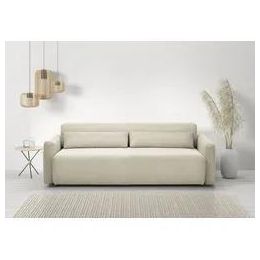 Schlafsofa Inosign "Donka Dauerschläfer-geeignet, belastbar bis 270 kg, incl. Bettlkasten" Sofas Gr. B/T: 232 cm x 108 cm, Cord, mit Armlehnen, beige (natur) mit Armlehnen, Breite 232 cm, auch in Cord, Tonnentaschen-Federkern